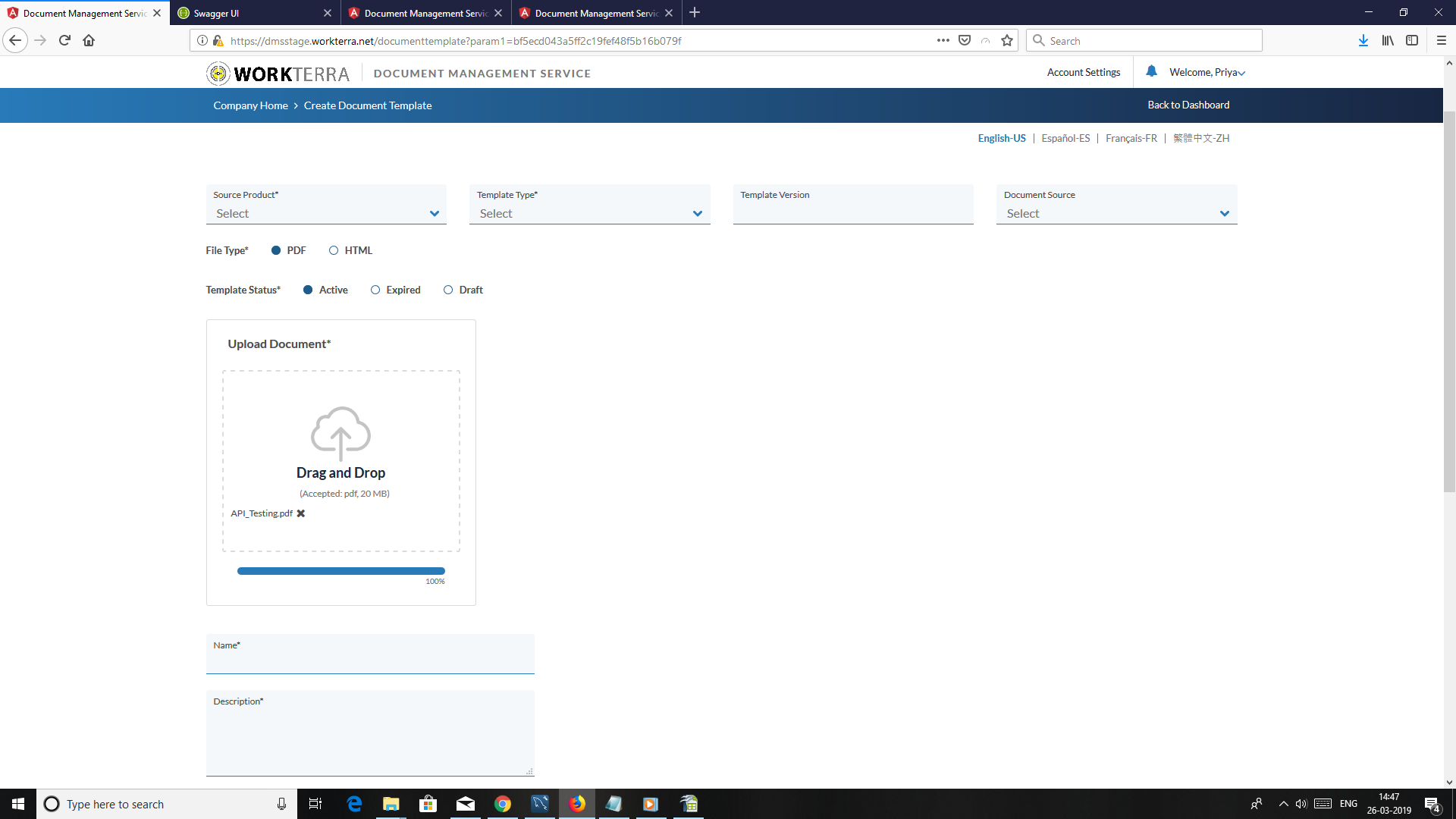 Dms 555 Create Document Template Button Color Should Be Grey Workterra Jira